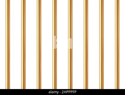 Realistic golden prison bars. Prison fence. Jail grates. Gold jail cage ...