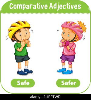 Comparative Adjectives for word safe illustration Stock Vector Image ...