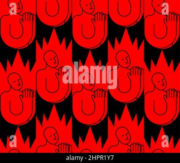 Sinner pattern seamless. Sinner in fire to repent texture. Man prays in ...