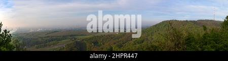 Vienna skyline with landscape of village of Grinzing and the wienerwald ...