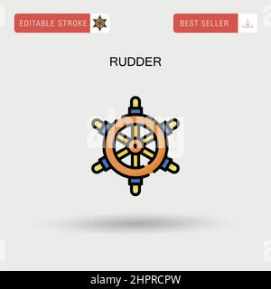 Steering wheel rudder icon simple flat vector symbol outline collection set logo Stock Vector ...