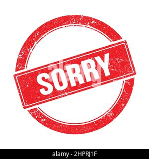SORRY text on red grungy vintage rubber stamp Stock Photo - Alamy