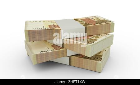 3d rendering of Stack of 5000 Pakistani rupee notes. bundles of ...
