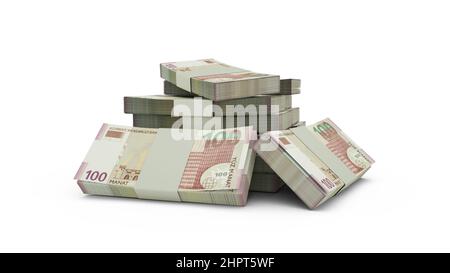 3D Stack of 100 Azerbaijani manat notes isolated on white background ...