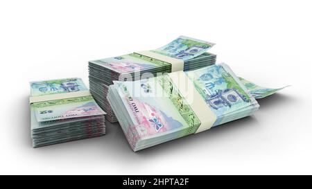 3D Stack of Bermuda Dollar notes isolated on white background Stock ...