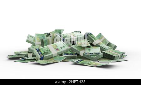 3D Stack of 100 Bulgarian lev notes isolated on white background Stock ...