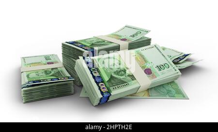 3D Stack of 100 Bulgarian lev notes isolated on white background Stock ...