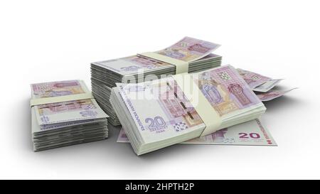 3D Stack of Bulgarian lev notes isolated on white background Stock ...
