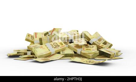 3D Stack of 10000 Burundian franc notes isolated on white background ...
