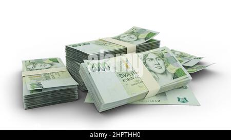 3D Stack of Czech koruna notes isolated on white background Stock Photo ...