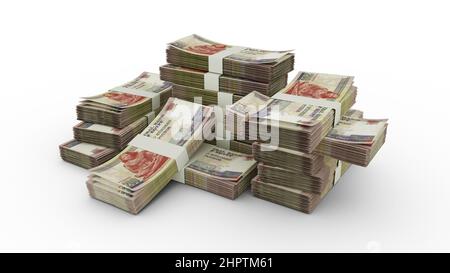Stack of Egyptian pound notes. 3D rendering of bundles of banknotes ...