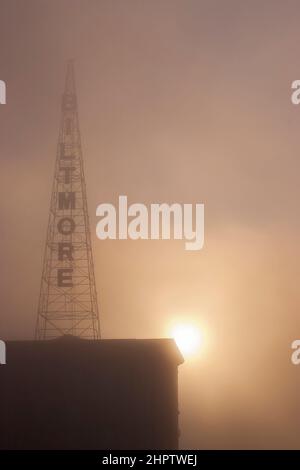 Biltmore WSB transmission Tower in the fog: An early morning foggy view ...