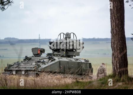 British Army Alvis Starstreak Stormer CVRT tracked armoured vehicle on ...