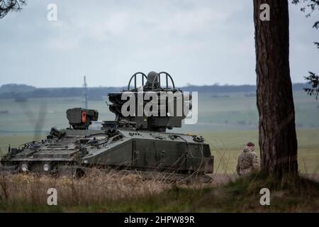 British Army Alvis Starstreak Stormer CVRT tracked armoured vehicle on ...