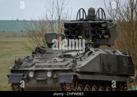 British Army Alvis Starstreak Stormer CVRT tracked armoured vehicle on ...