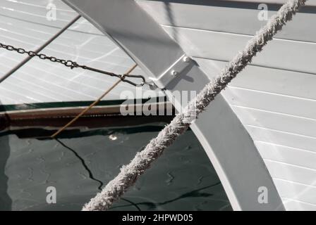 Boast reflected in the water, Lika Gruz, Dubrovnik, Croatia Stock Photo ...