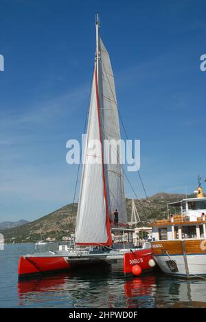 Catamaran boat in Luka the port of Split Dalmatia Croatia Europe Stock ...