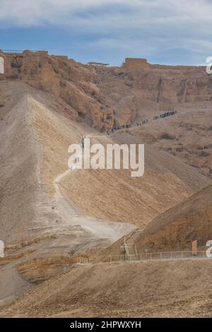 West view with Roman siege ramp, fortification, ruins of Masada, Israel ...