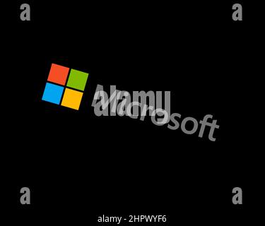 Microsoft, rotated, black background, logo, brand name Stock Photo - Alamy