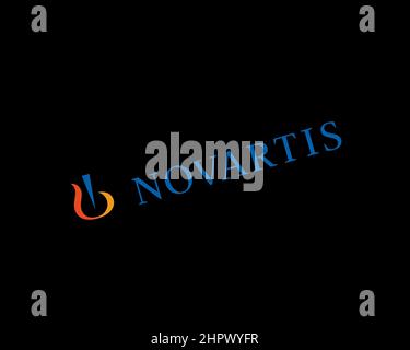 Novartis, rotated, black background, logo, brand name Stock Photo - Alamy