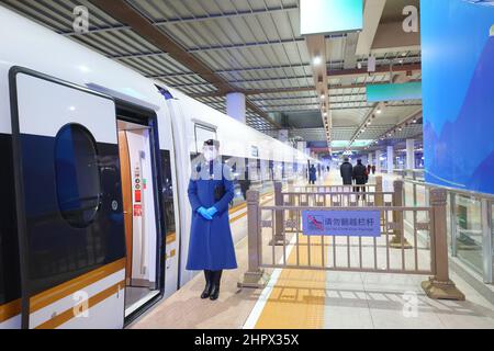 Qinghe railway station in Beijing during day eleven of the Beijing 2022 ...