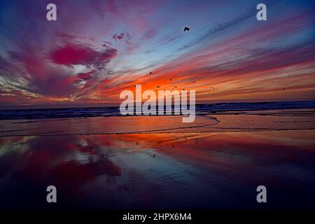 Spectacular Sunset Light at Moss Landing Beach Stock Photo - Alamy