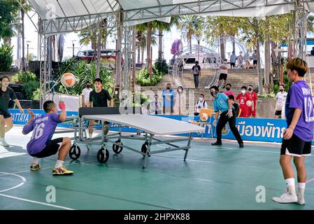 Teqball players, Thailand, Southeast Asia. Teqball is a ball sport ...