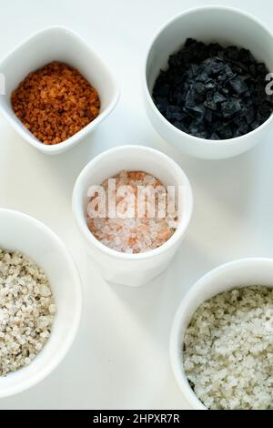 Various types of salt from around the world, unrefined salt from the ...