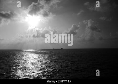 The "Frontier Discovery" in the North Sea. A Bulk Carrier, overall ...