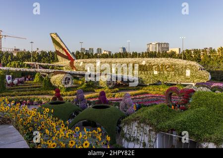 A flower-covered Emirates Airbus A380 at the Dubai Miracle Garden ...