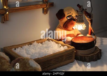 Baby toy on the table, light background Stock Photo - Alamy