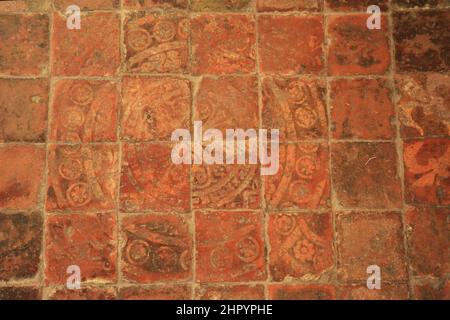 14th Century floor tiles in St Mary's church, The Street, Brook ...