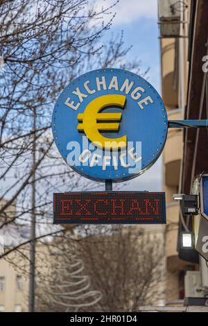 Big Led Sign Exchange Office at Building Stock Photo - Alamy