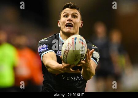 Innes Senior #25 of Huddersfield Giants looks to go past Mikey Lewis ...