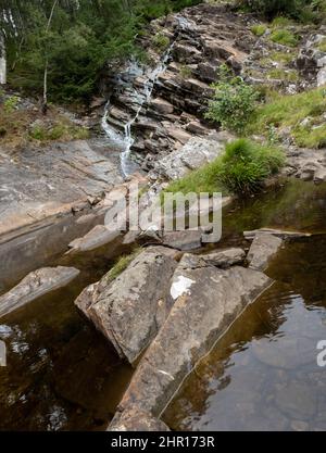 Looking up the Waterfall in Kinloch Rannoch towards Meall Breac in ...