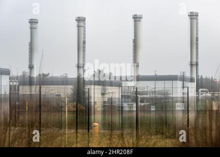 Rehden, Germany. 24th Feb, 2022. The facility of the natural gas ...