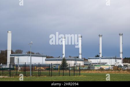 Rehden, Germany. 24th Feb, 2022. The facility of the natural gas ...