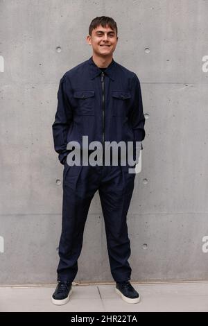 Paulo Dybala poses ahead of Emporio Armani show as part of Fall-Winter ...