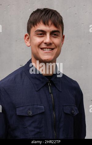 Paulo Dybala poses ahead of Emporio Armani show as part of Fall-Winter ...