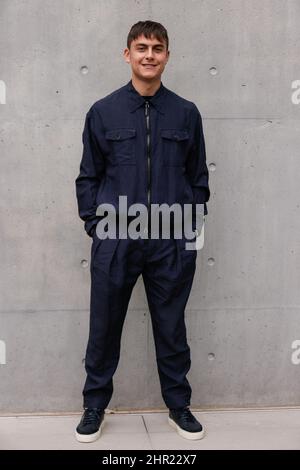 Paulo Dybala poses ahead of Emporio Armani show as part of Fall-Winter ...