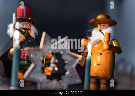 Incense smokers with candles. The traditional german Christmas ...