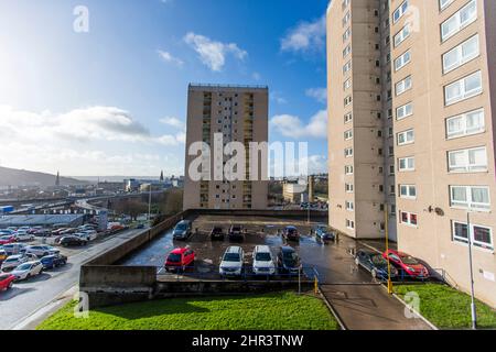 Range Lane or Haley Hill high-rise council flats in Halifax, West ...