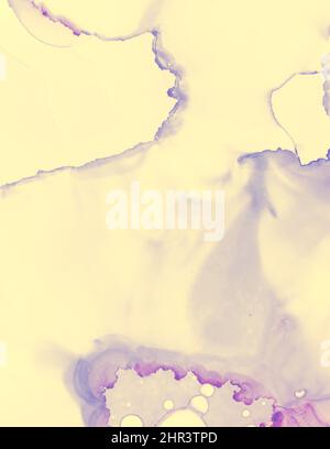 Wedding Invite Design. Yellow Pastel Fluid Water. Watercolor Color ...