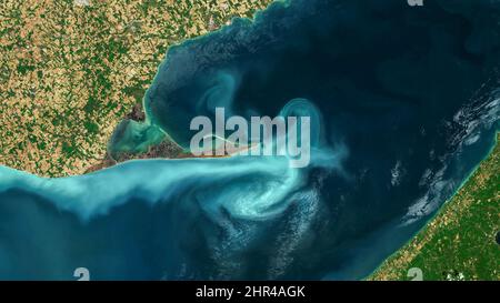 Top view of Great Lakes satellite image. Elements of this image ...