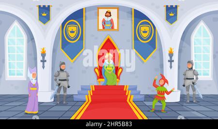 Ballroom vector illustration of royal palace hall with windows on ...