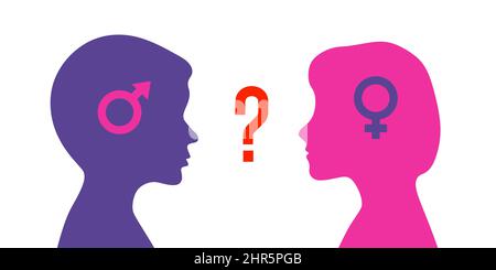 The problem of gender choice for a person in modern society. Silhouette ...