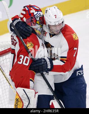 Florida Panthers goalie Scott Clemmensen is shown during warmups before ...