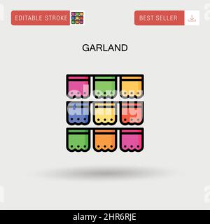 Set of colorful bunting, garland, Christmas lights in cartoon flat ...