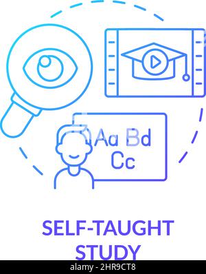 Self taught education blue gradient concept icon Stock Vector Image ...