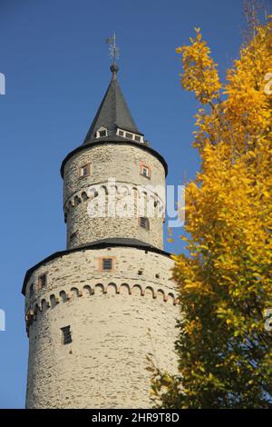 Cityscape with witch tower, Idstein im Taunus, Hesse, Germany Stock ...